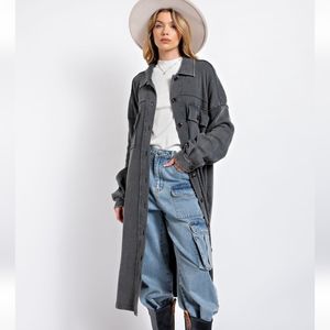 easel | Jackets & Coats | New Easel Ash Thermal Button Down Shirt Dress ...